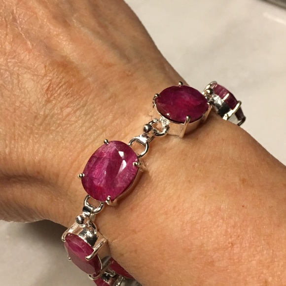 Boutique | Jewelry | Cherry Ruby Silver Bracelet | Poshmark